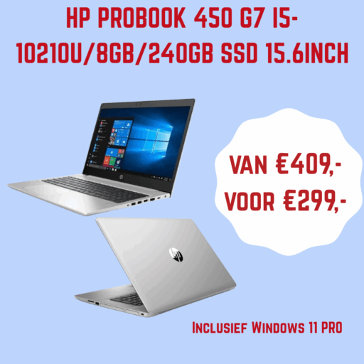 HP PROBOOK 450 G7 I5-10210U/8GB/240GB SSD 15.6INCH INCLUSIEF WINDOWS 11 PRO - IT Gigant